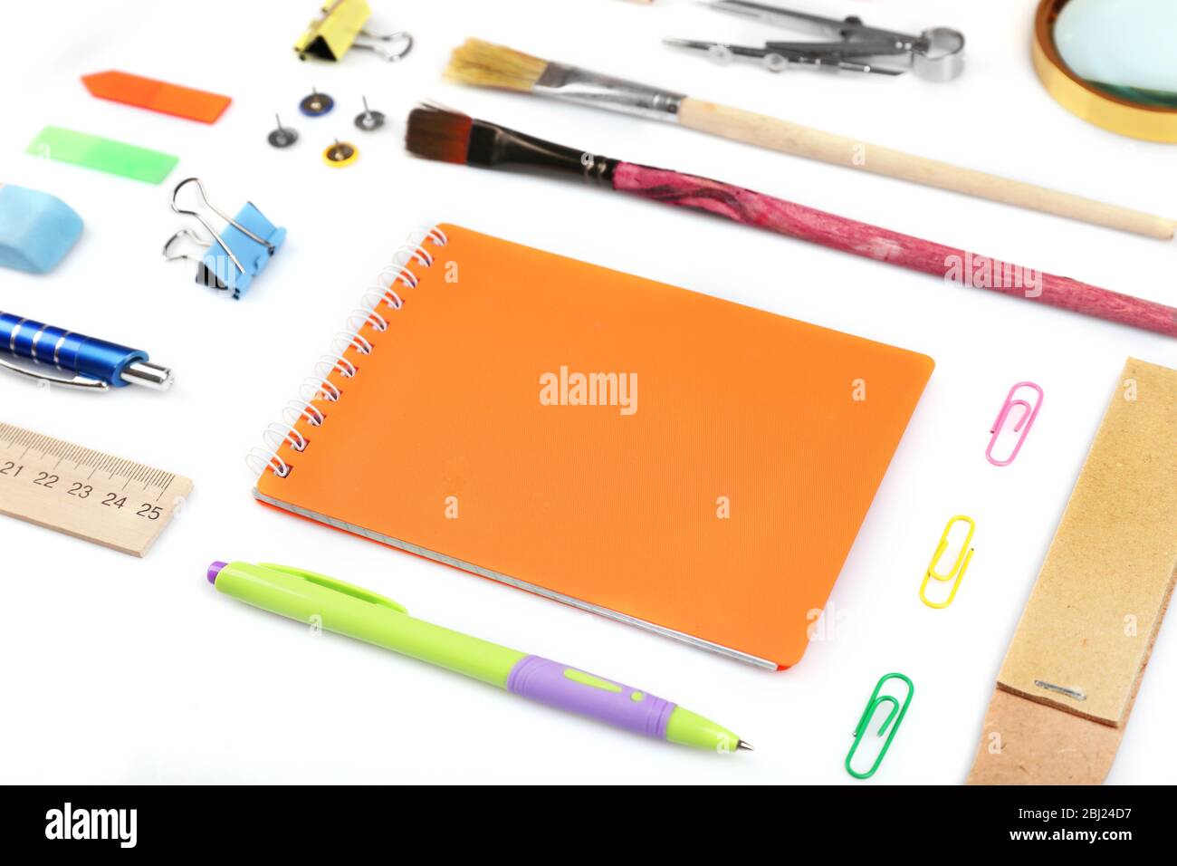 Stationery objects isolated on white Stock Photo - Alamy