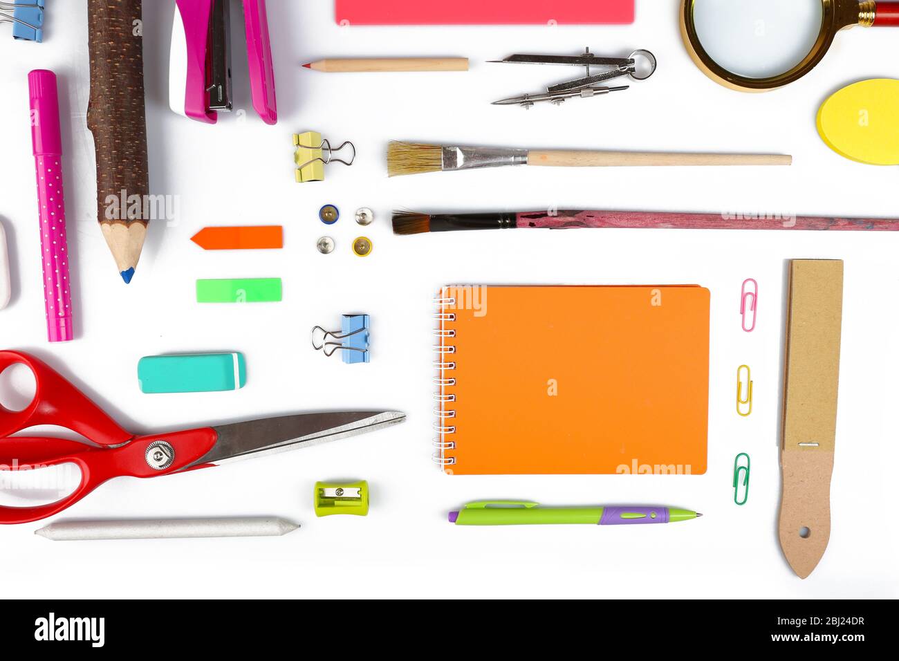 Stationery objects isolated on white Stock Photo - Alamy