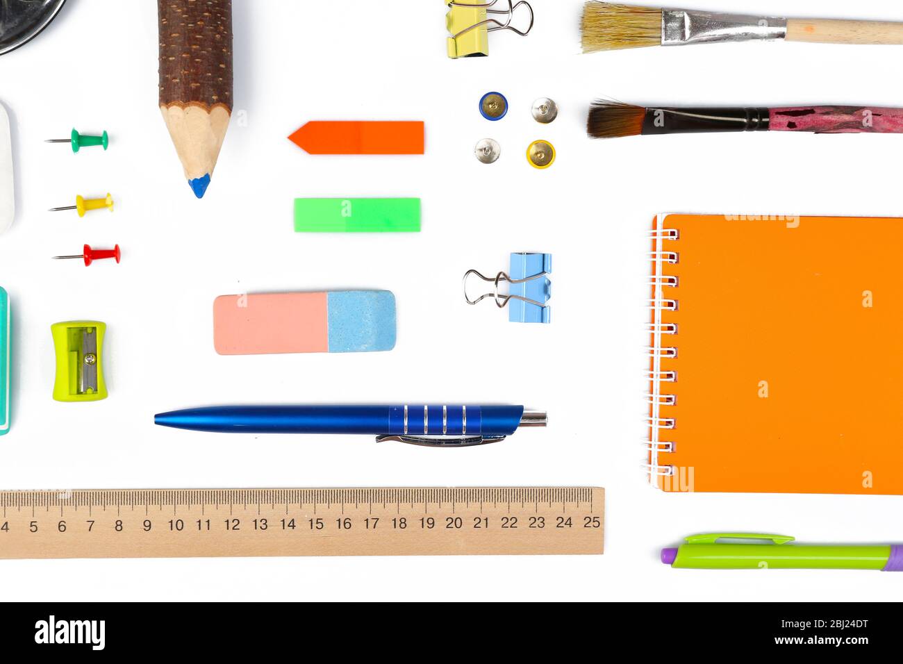 Stationery objects isolated on white Stock Photo - Alamy