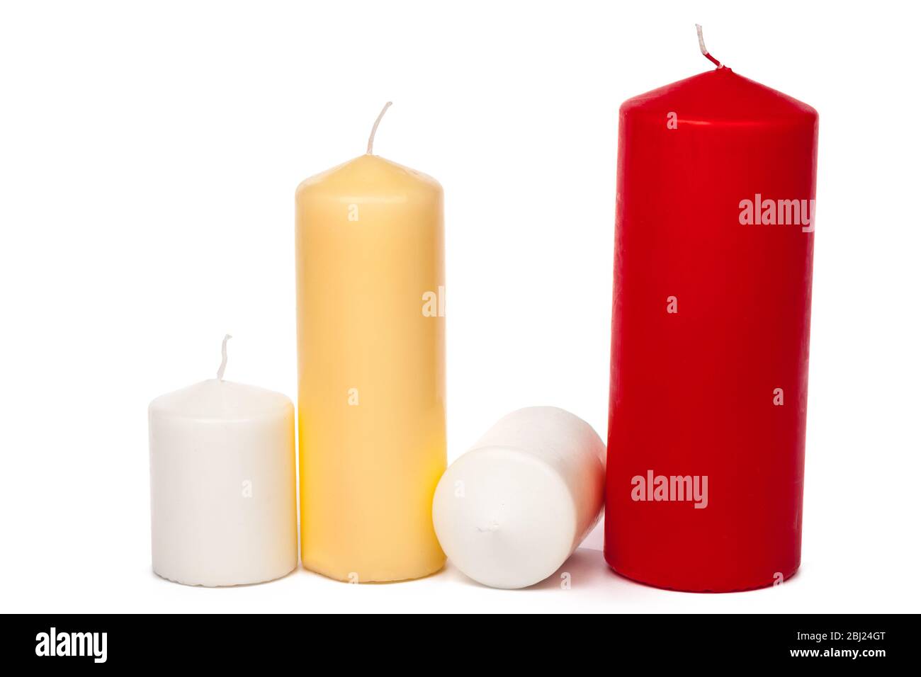 different size and colors candles isolated on a white background Stock ...