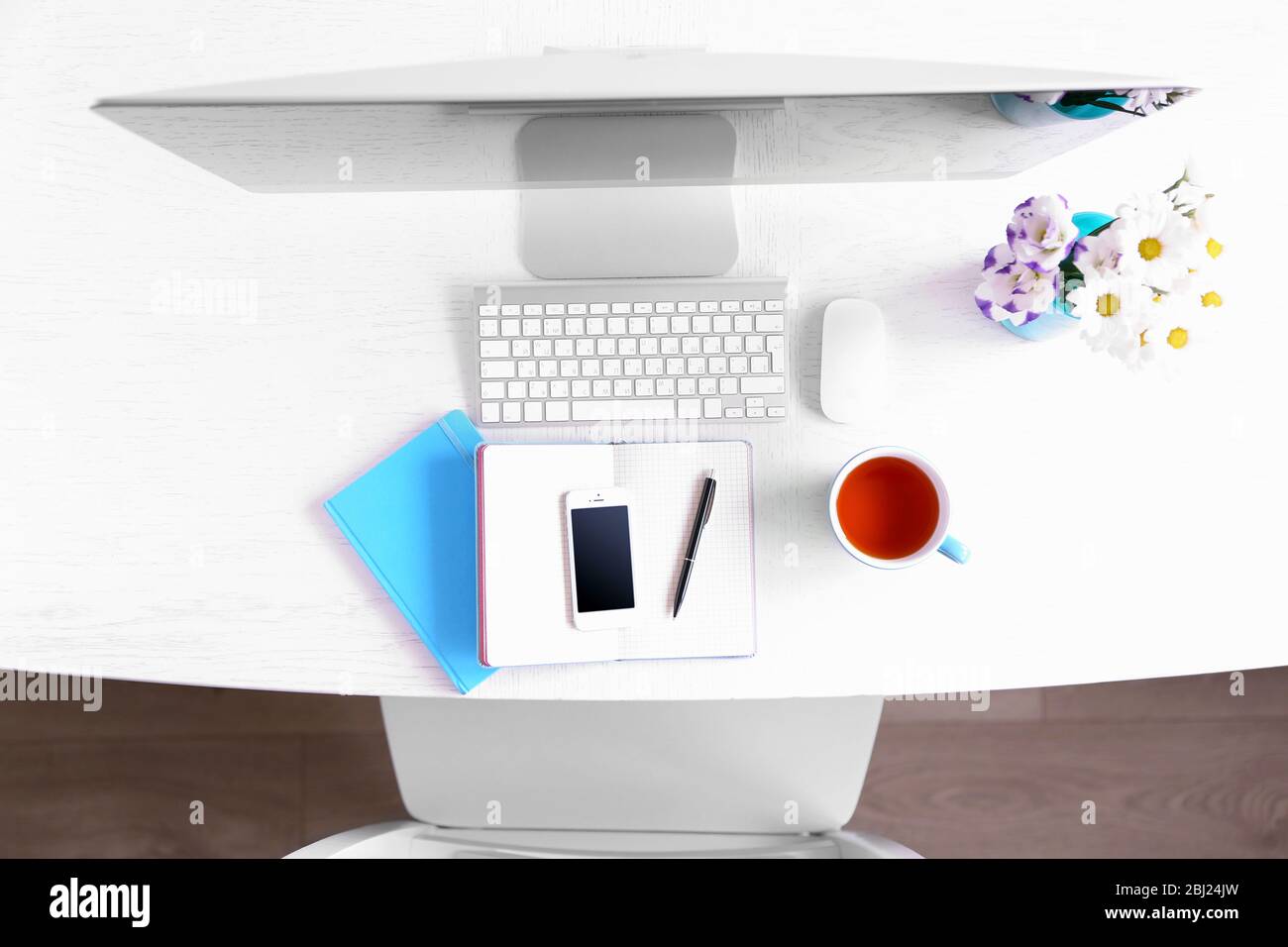 Office workplace with modern computer, top view Stock Photo - Alamy