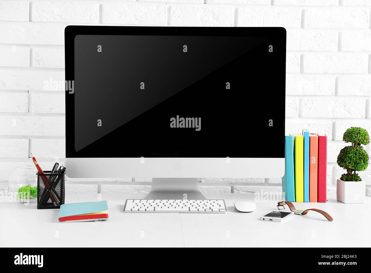 Office workplace with modern computer Stock Photo - Alamy