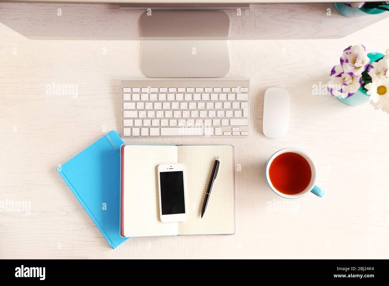 Office workplace with modern computer, top view Stock Photo - Alamy
