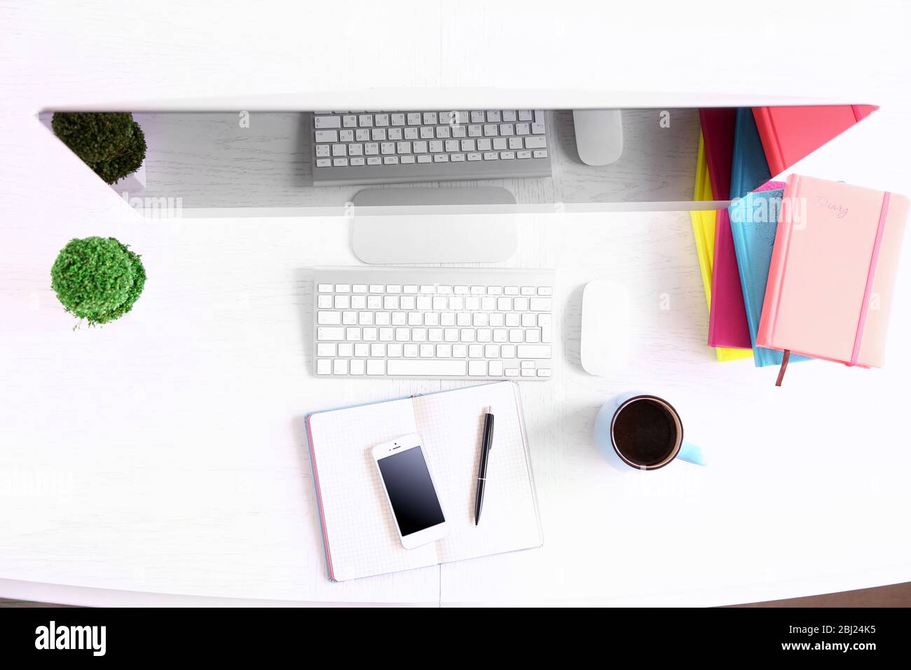 Office workplace with modern computer, top view Stock Photo - Alamy