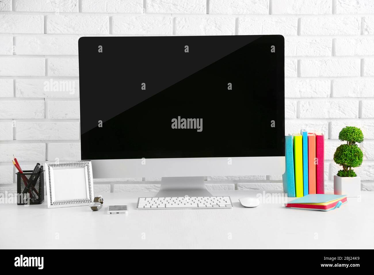 Office workplace with modern computer Stock Photo - Alamy