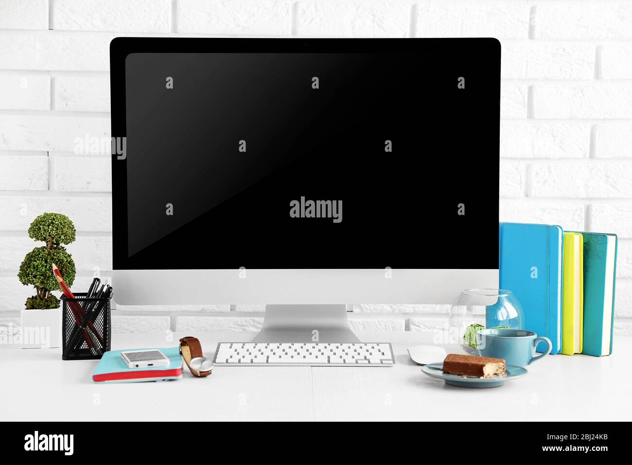 Office workplace with modern computer Stock Photo - Alamy