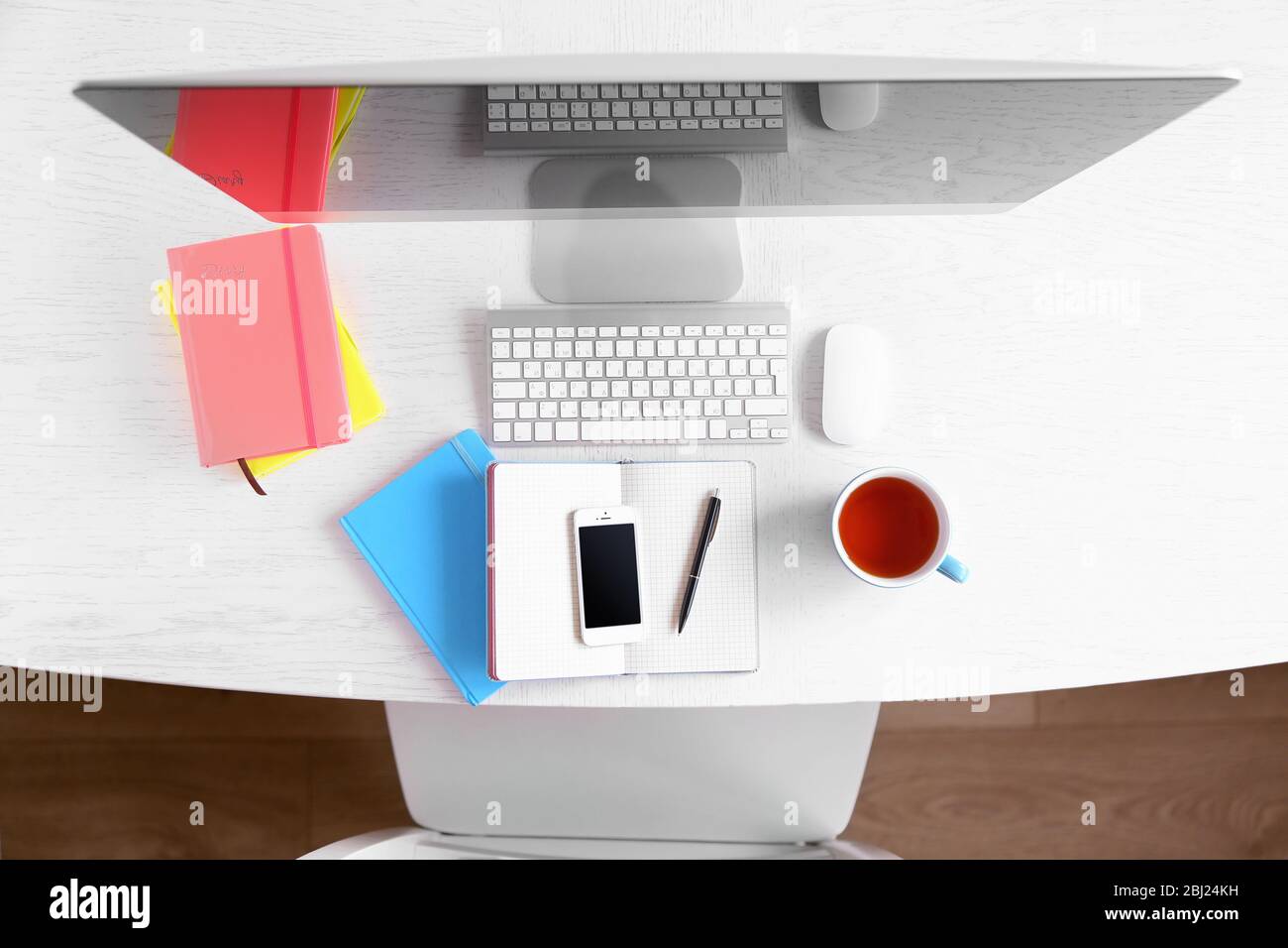 Office workplace with modern computer, top view Stock Photo - Alamy