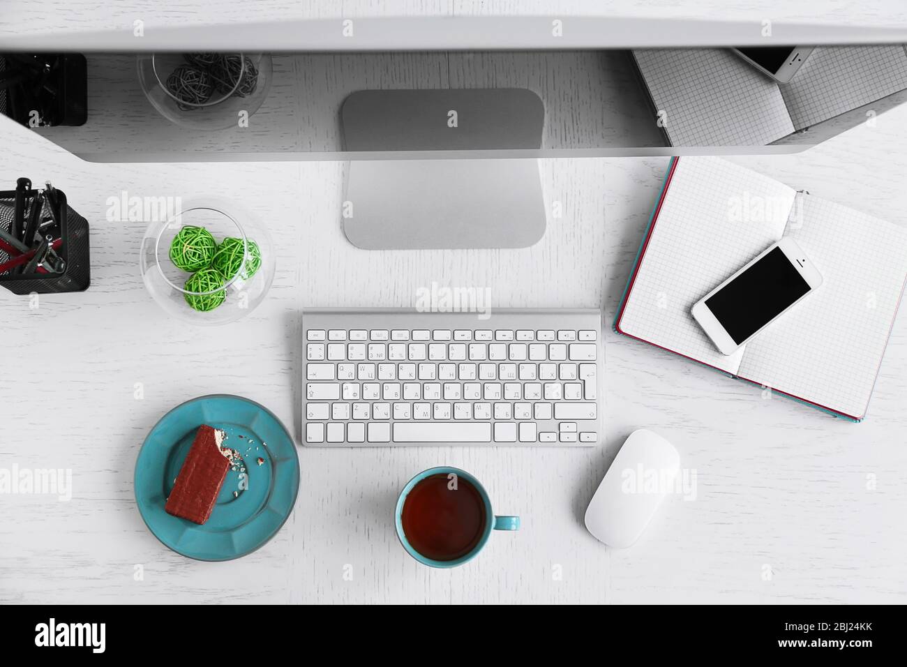 Office workplace with modern computer, top view Stock Photo - Alamy