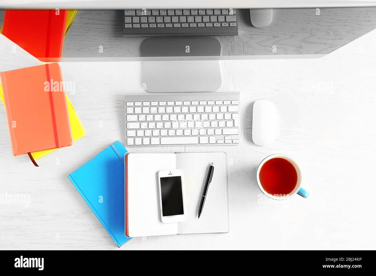 Office workplace with modern computer, top view Stock Photo - Alamy