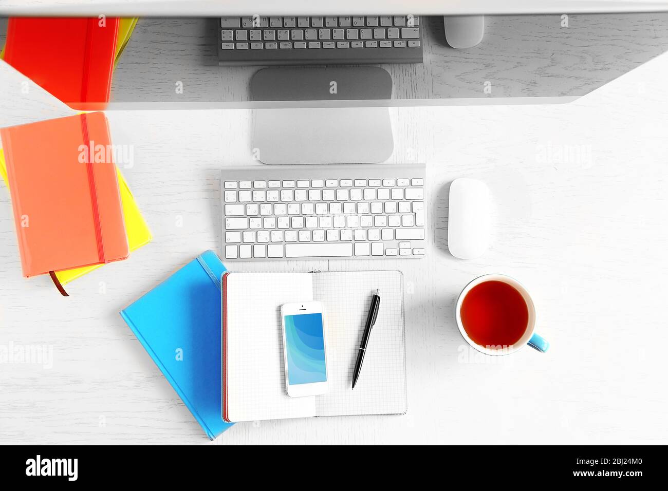 Office workplace with modern computer, top view Stock Photo - Alamy