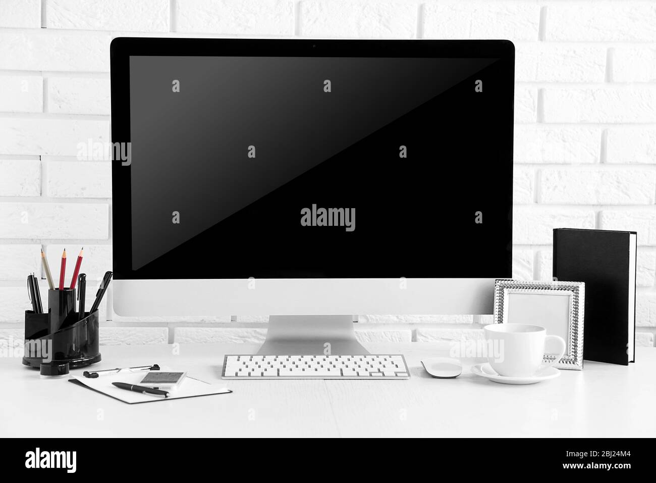 Office workplace with modern computer Stock Photo - Alamy