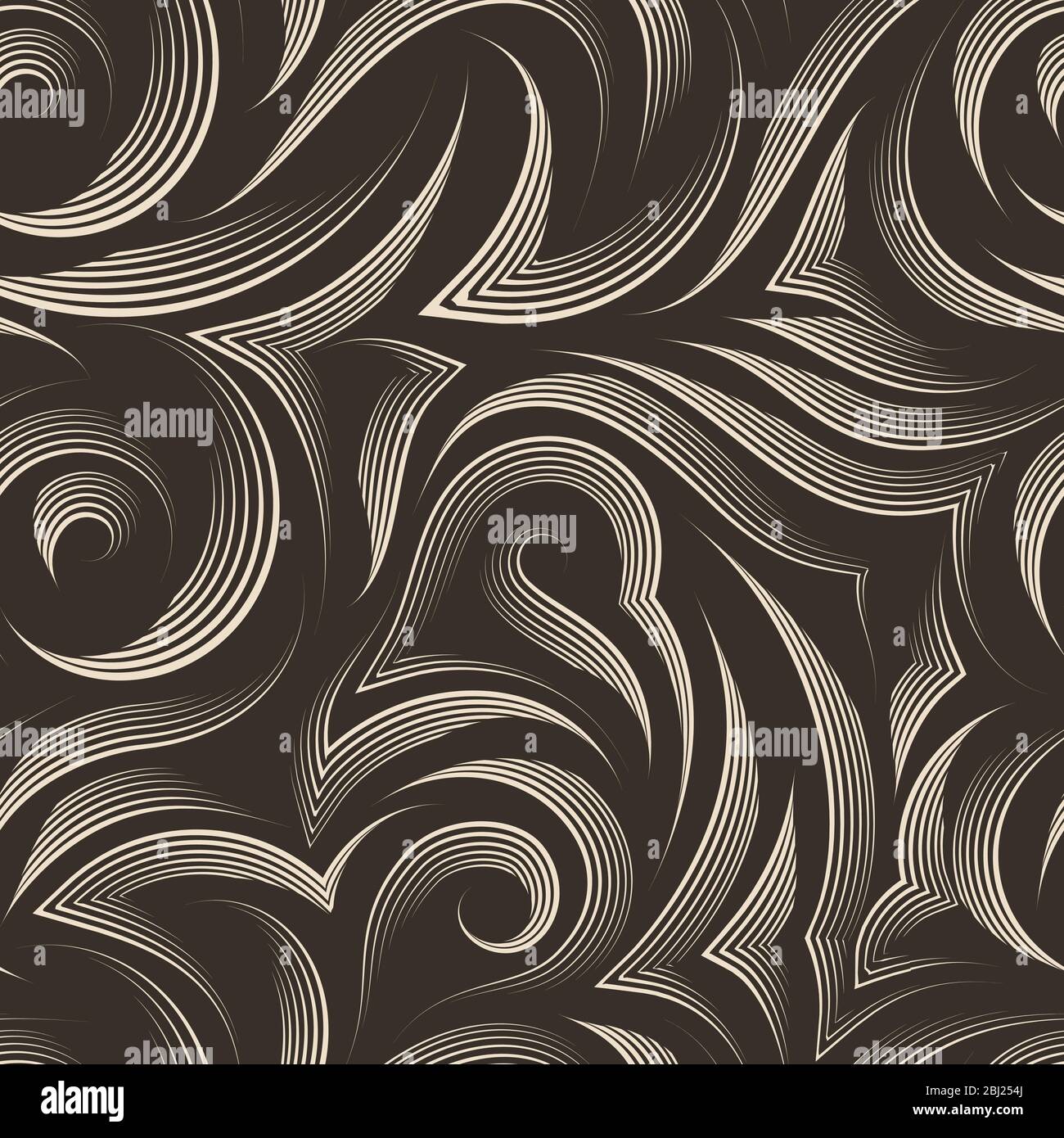 Vector seamless pattern of smooth and broken lines drawn by a beige pen ...