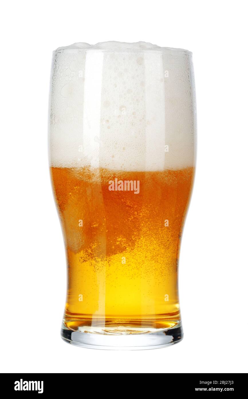 Single glass of beer close up isolated on white background Stock Photo ...