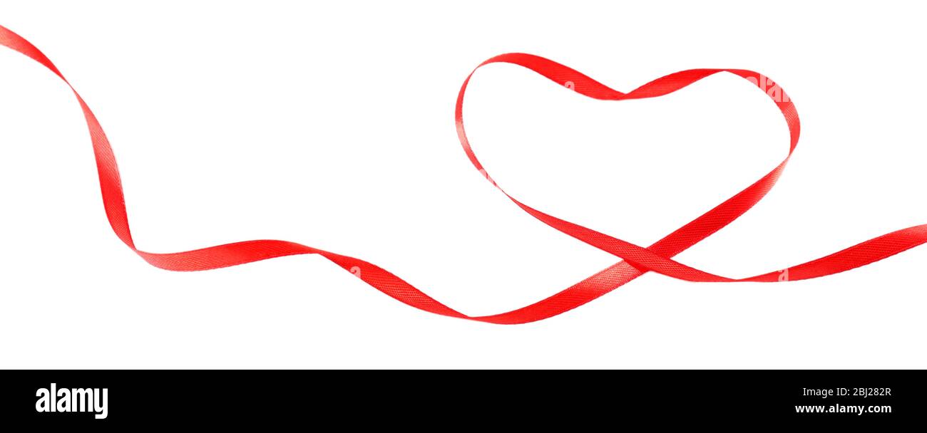 Red ribbon in shape of heart isolated on white Stock Photo - Alamy