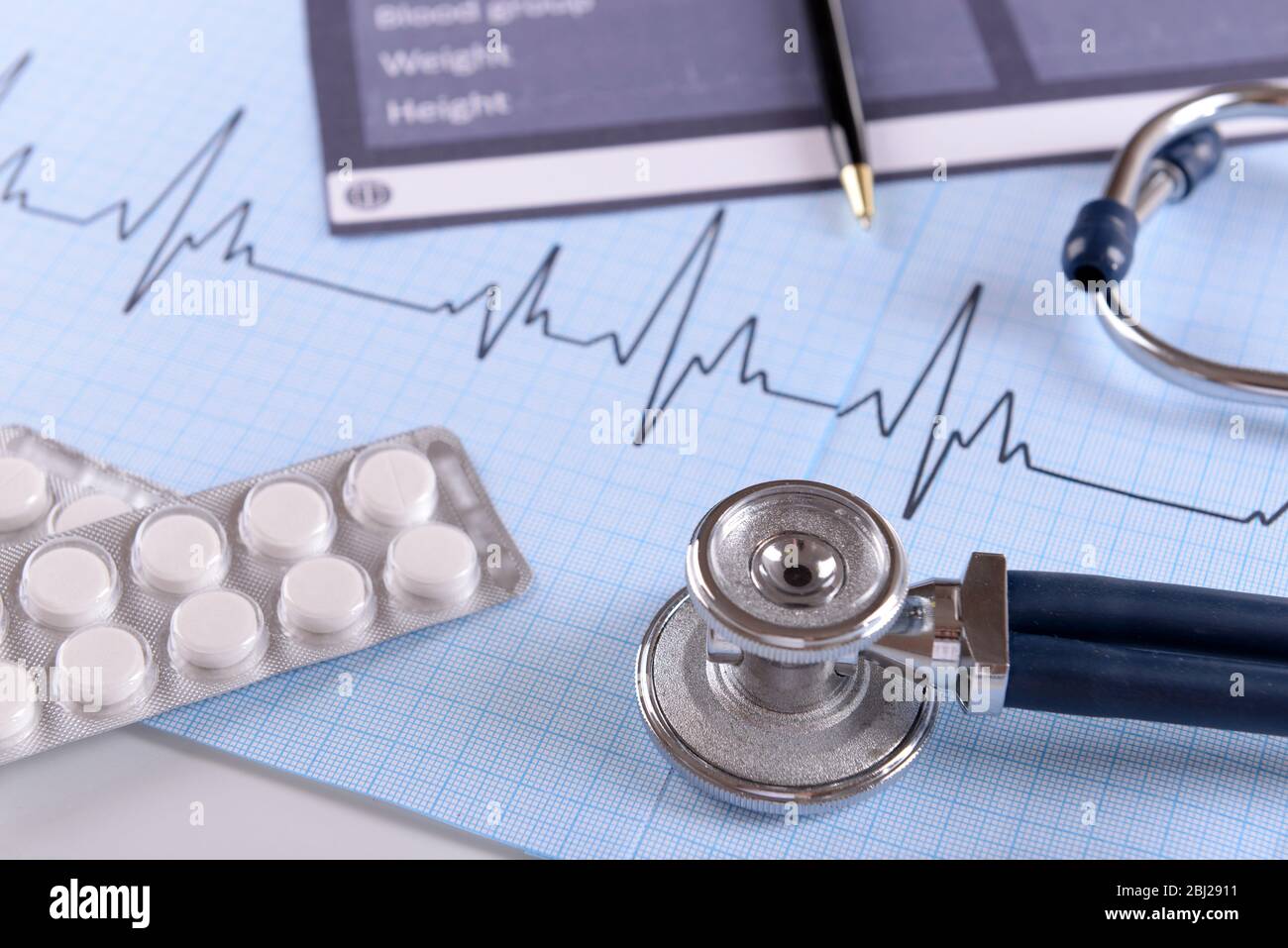 Stethoscope on cardiogram sheet, closeup Stock Photo - Alamy