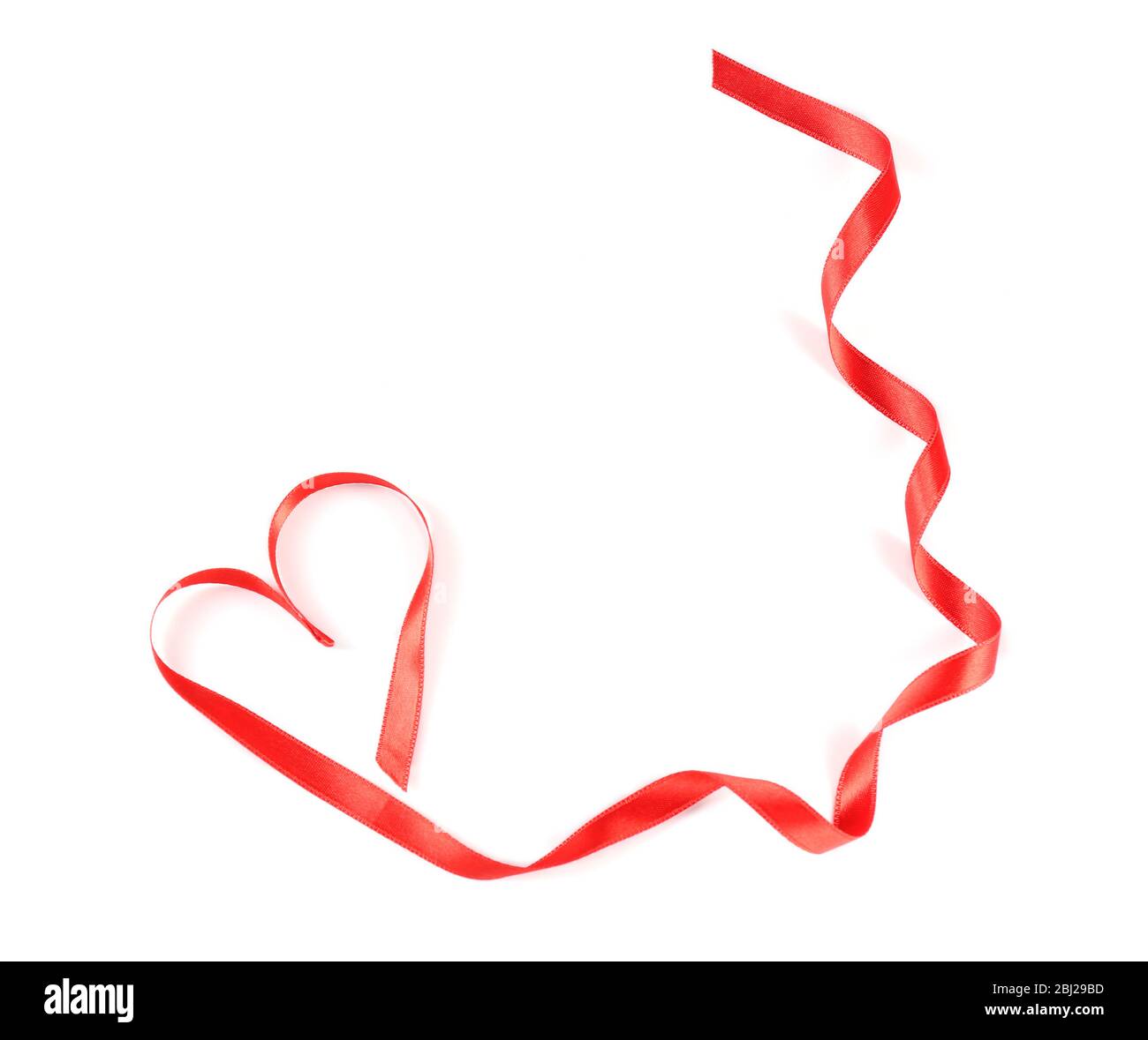 Red heart ribbon isolated on white Stock Photo - Alamy