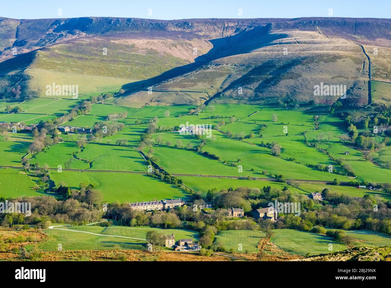 The Edale valley and Kinder Scout in the Derbyshire Peak District ...
