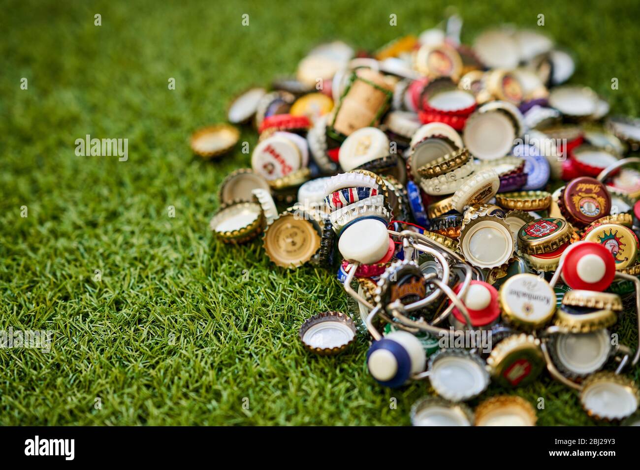 Large collection of beer bottle tops Stock Photo - Alamy