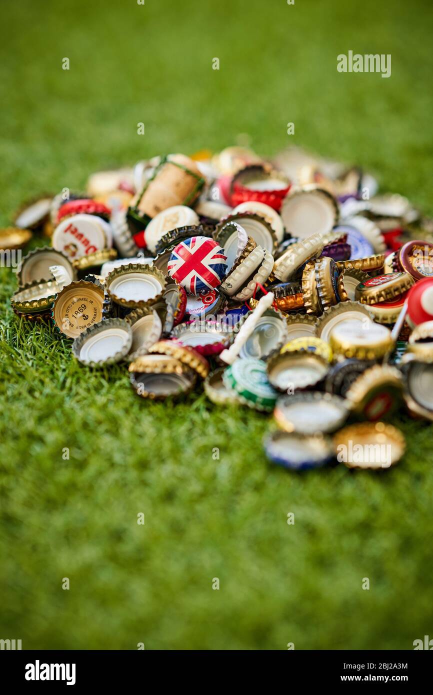 Large collection of beer bottle tops Stock Photo - Alamy