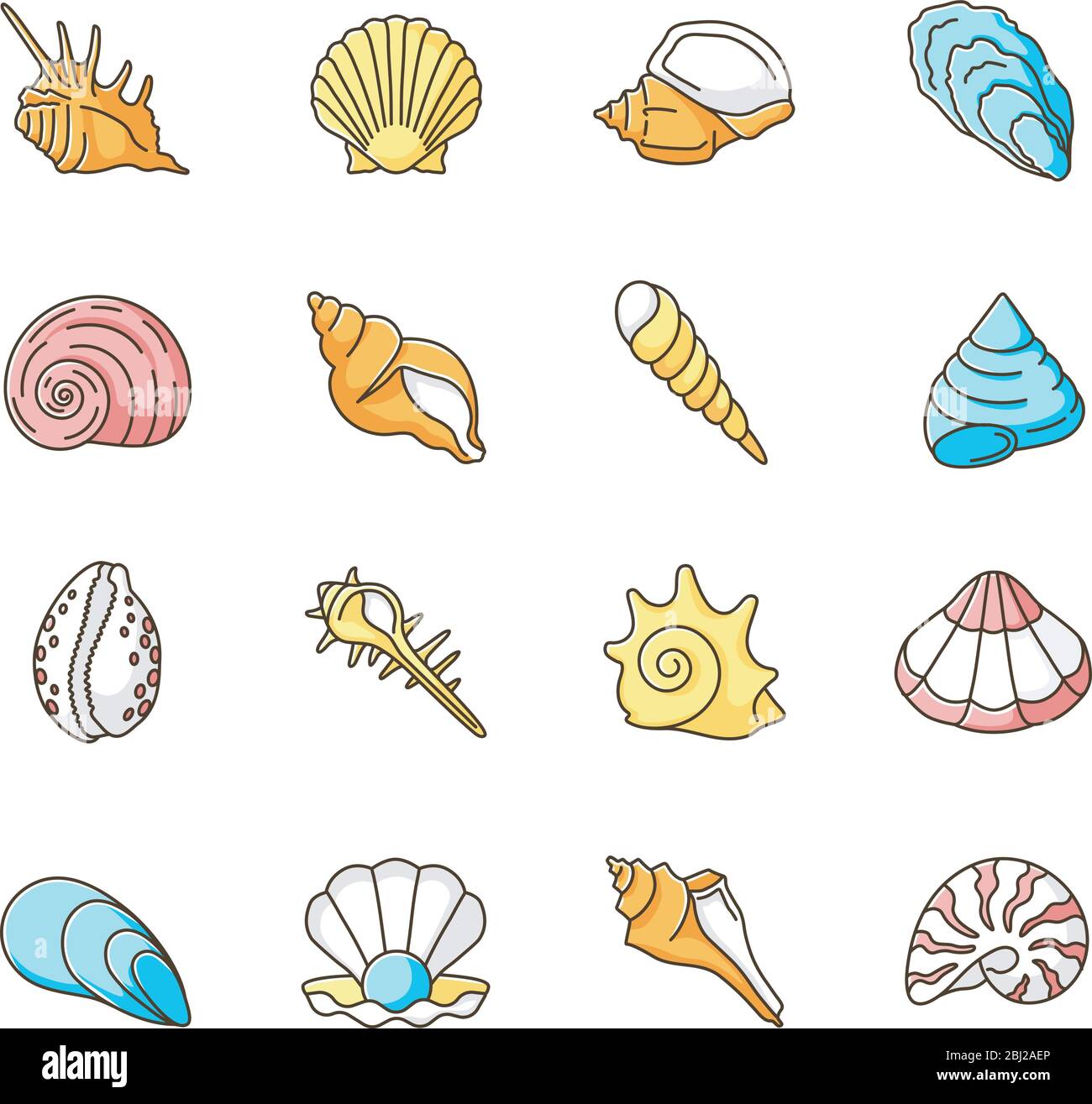 Seashells RGB color icons set Stock Vector Image & Art - Alamy