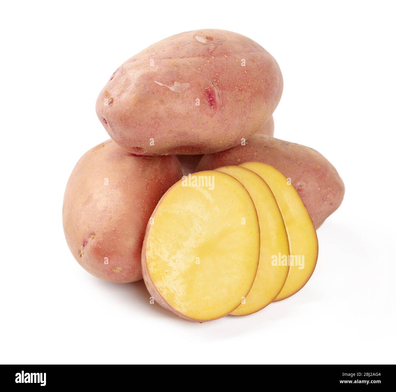 raw potato tuber with slices isolated on white Stock Photo - Alamy