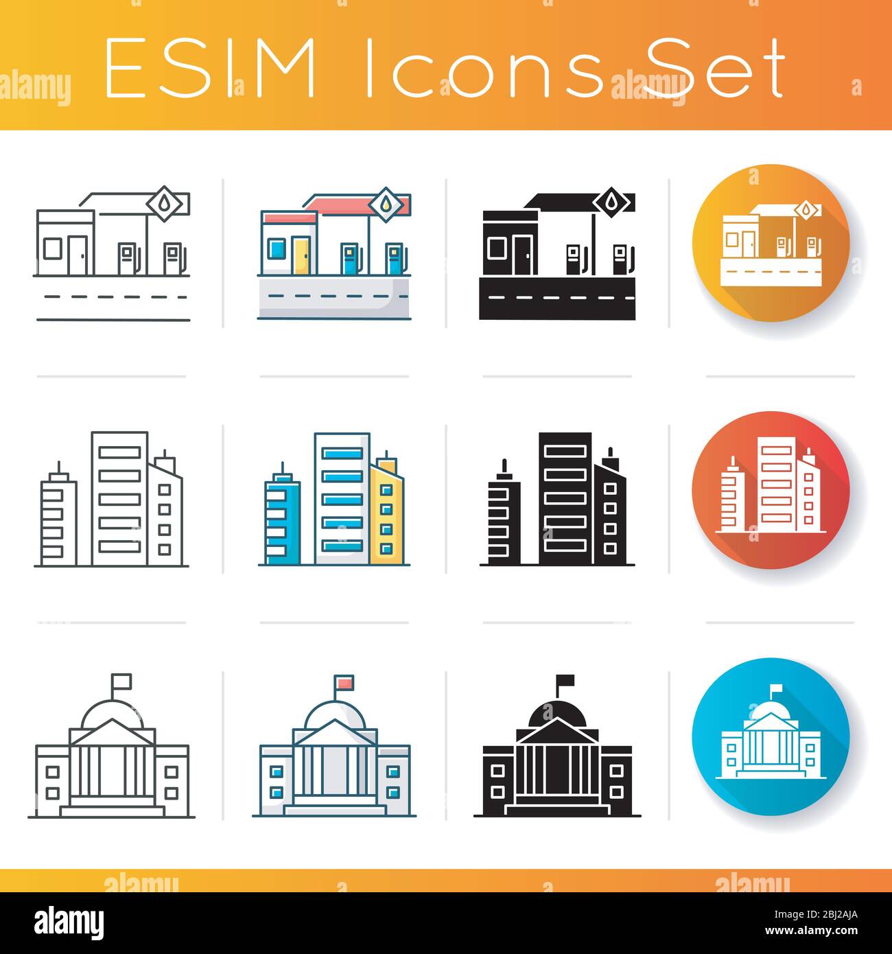 Industrial buildings icons set Stock Vector Image & Art - Alamy