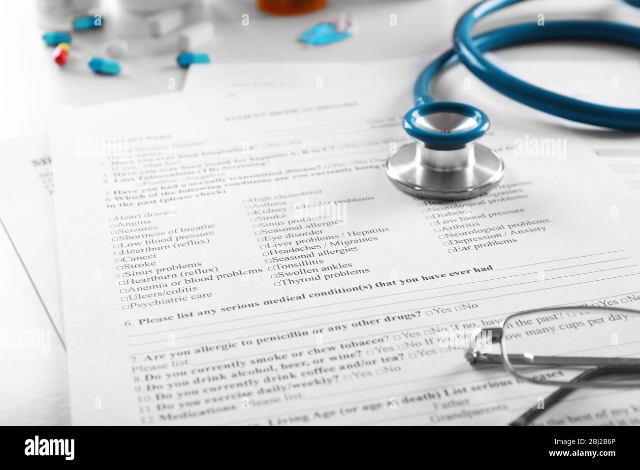 Doctor workplace close up Stock Photo - Alamy