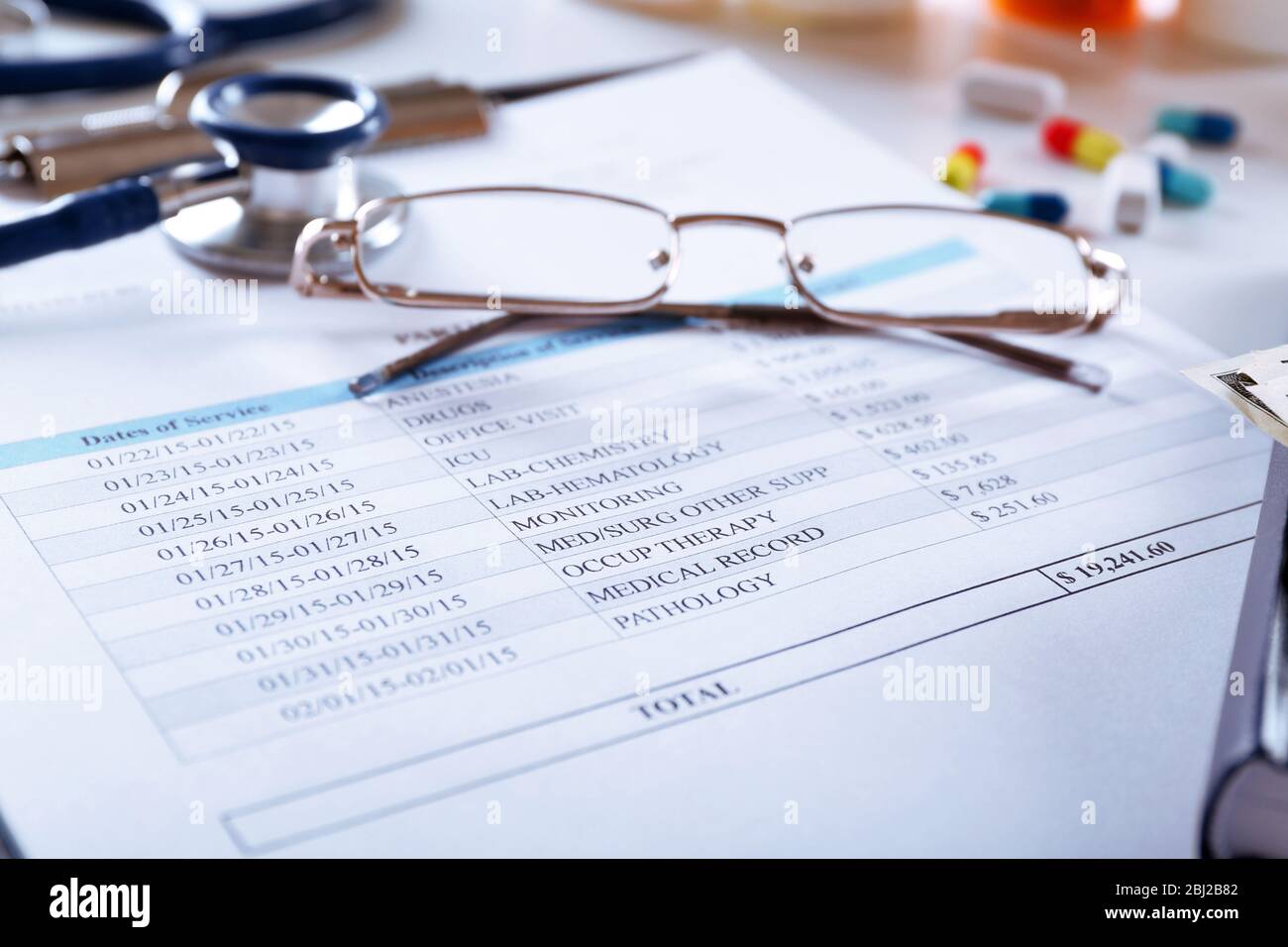 Doctor workplace close up Stock Photo - Alamy