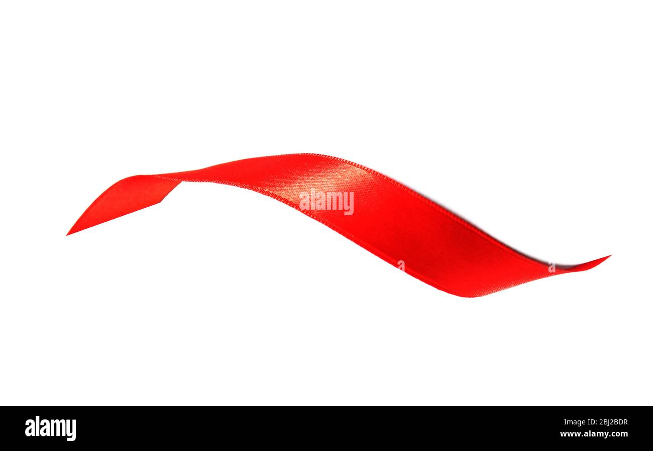 Shiny red ribbon isolated on white Stock Photo - Alamy