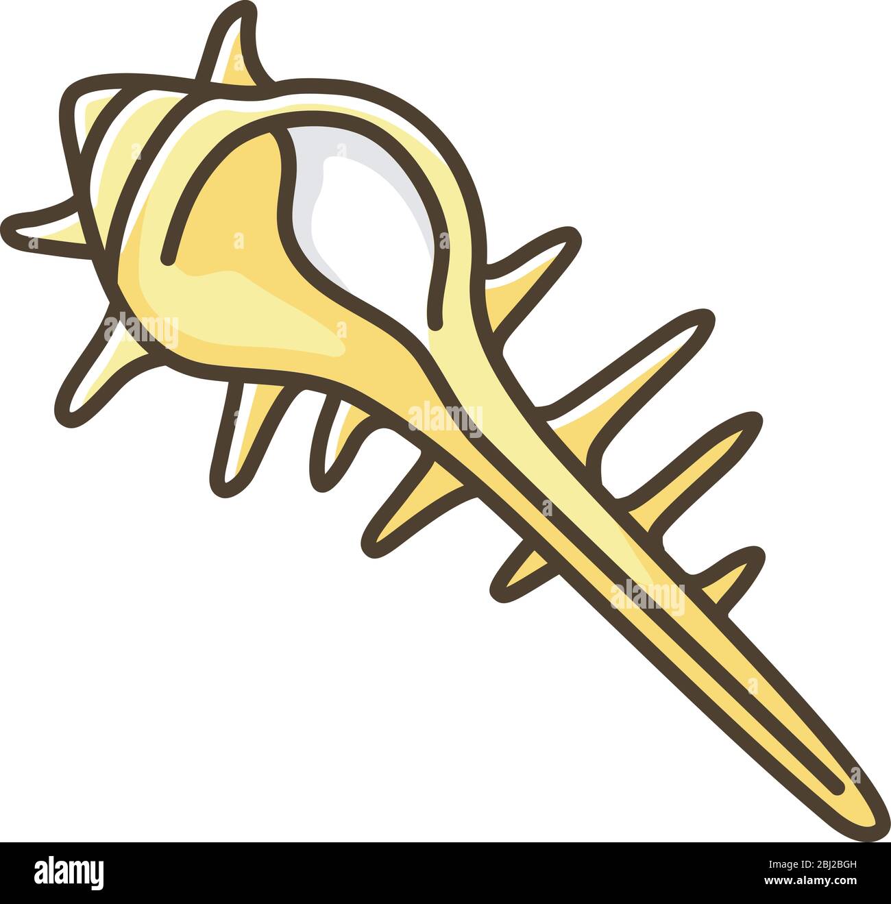 Exotic spiked sea shell yellow RGB color icon Stock Vector Image & Art ...