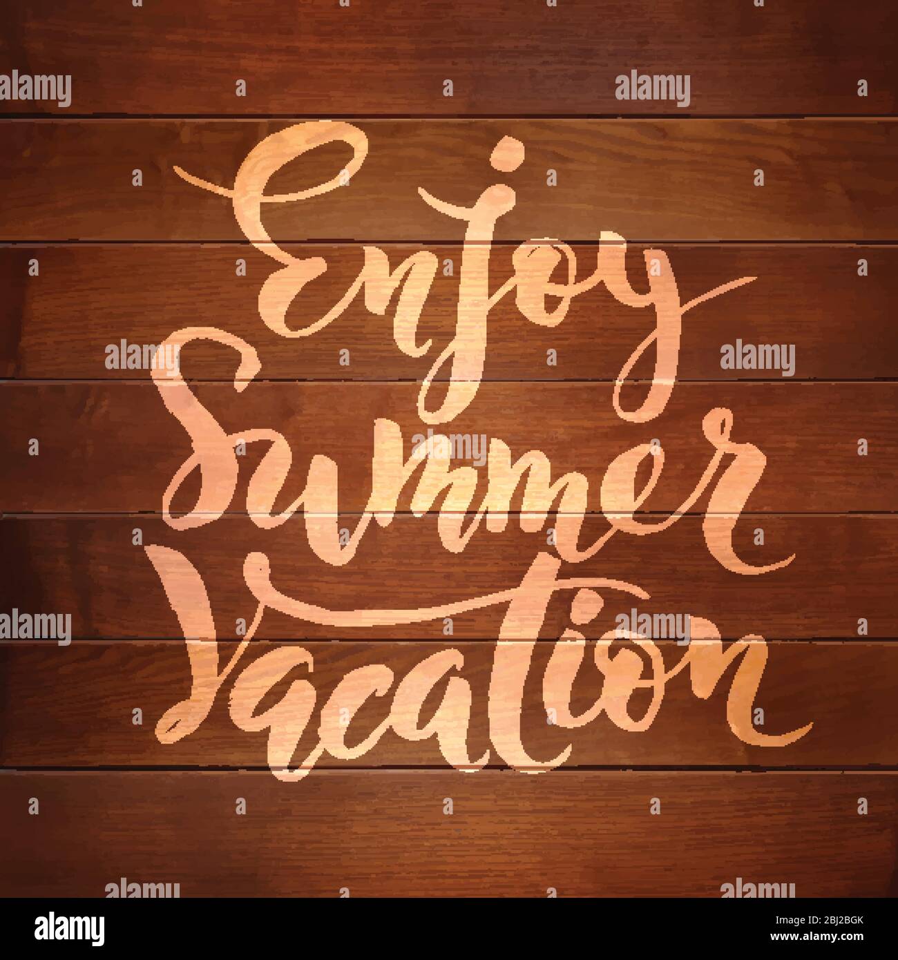 Enjoy summer vacation hand lettering on wood texture Stock Vector Image ...