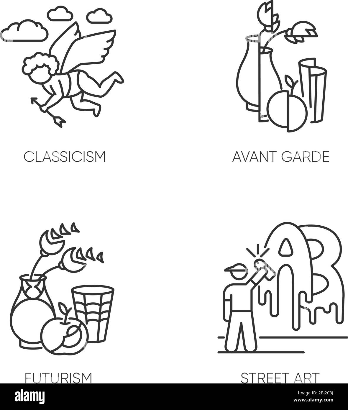 Art movements pixel perfect linear icons set Stock Vector Image & Art ...