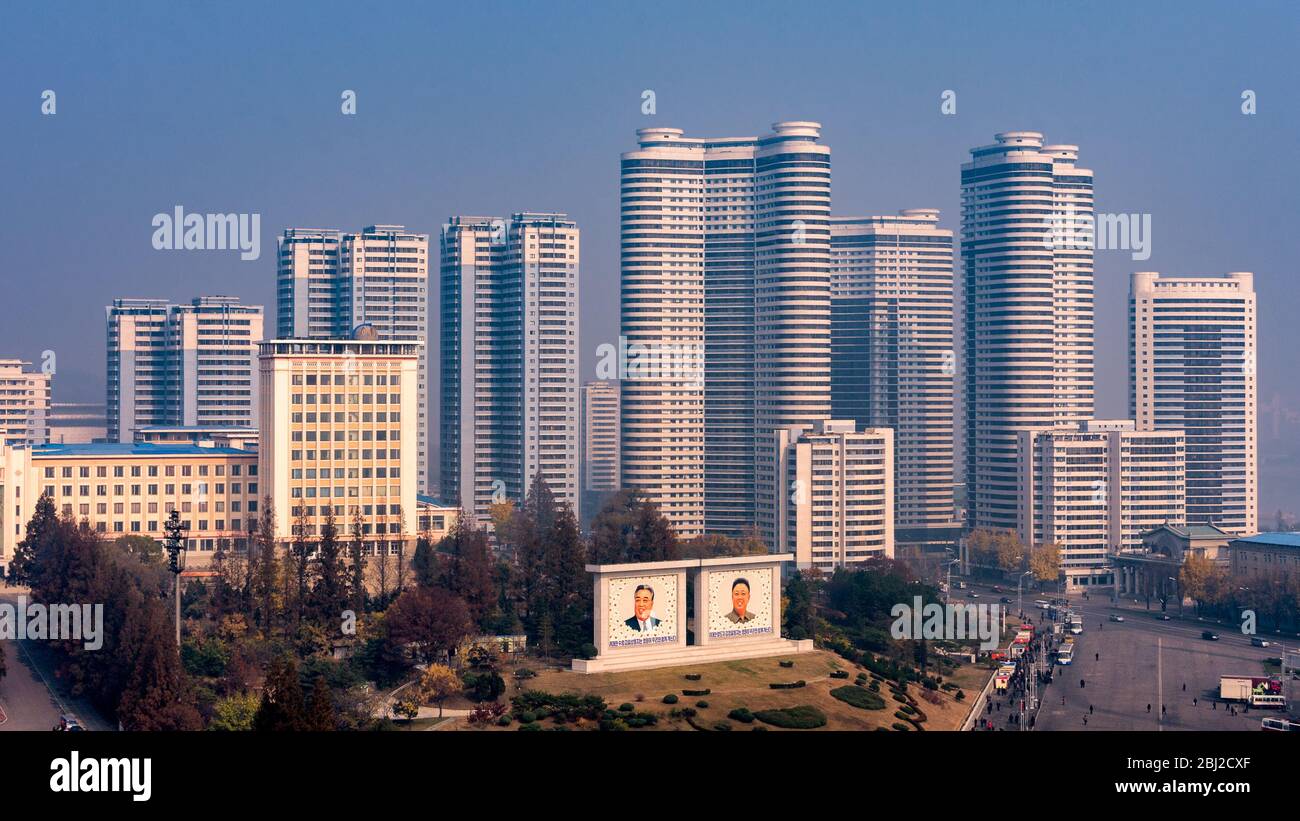 Pyongyang / DPR Korea - November 10, 2015: Modern apartment and office ...