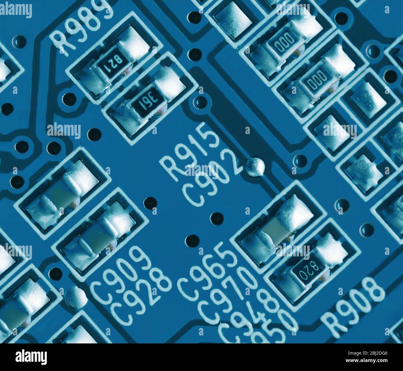 Modern Technology. Blue Computer Microcircuit As Background, Top View ...