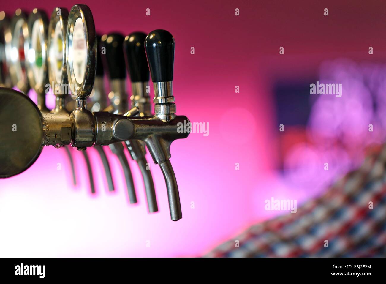 Beer taps close-up Stock Photo - Alamy