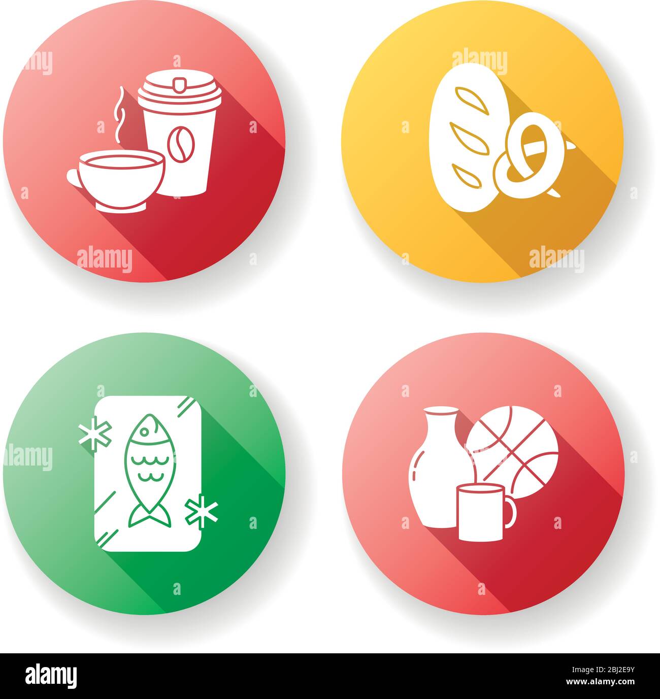 Foods and goods flat design long shadow glyph icons set Stock Vector ...