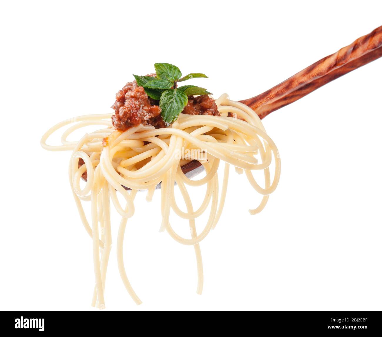 Close up of wooden cooking spoon with homemade traditional Italian ...