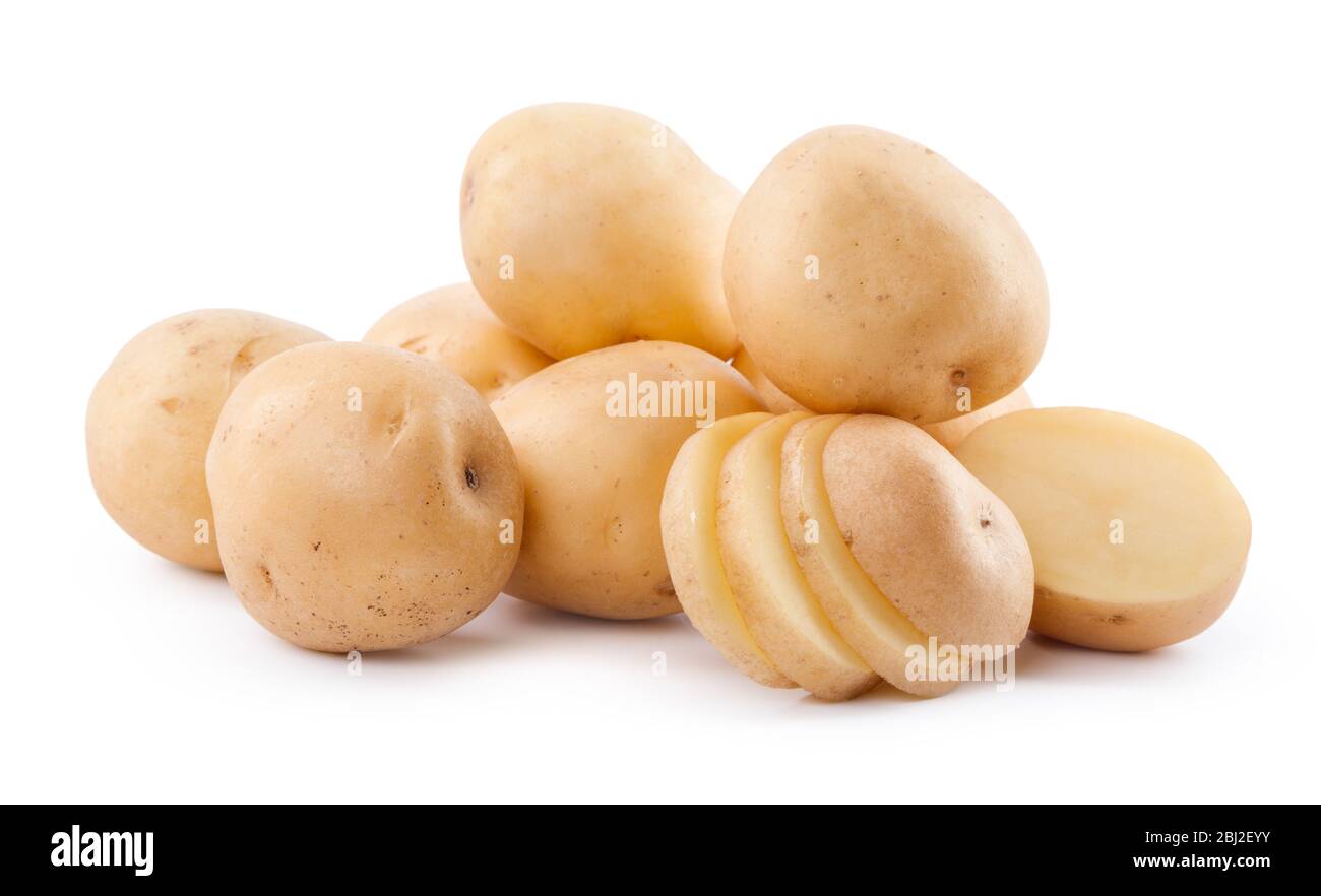 raw yellow potato isolated on white background Stock Photo - Alamy