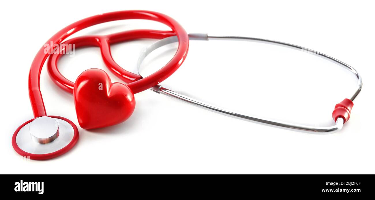 red stethoscope with heart isolated on white Stock Photo - Alamy