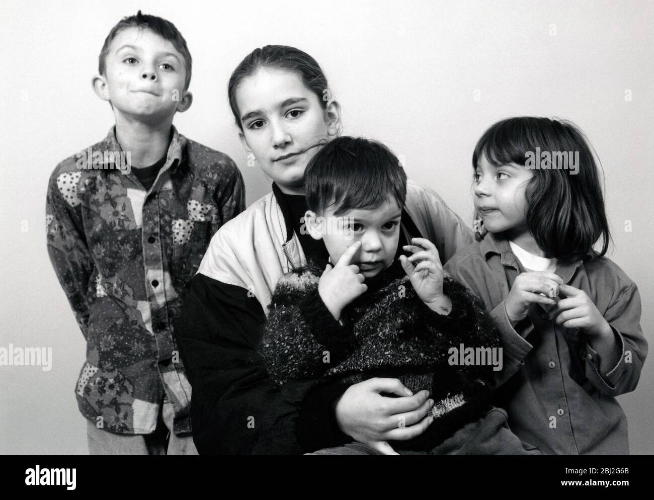 Group of children UK 1990s MR Stock Photo - Alamy