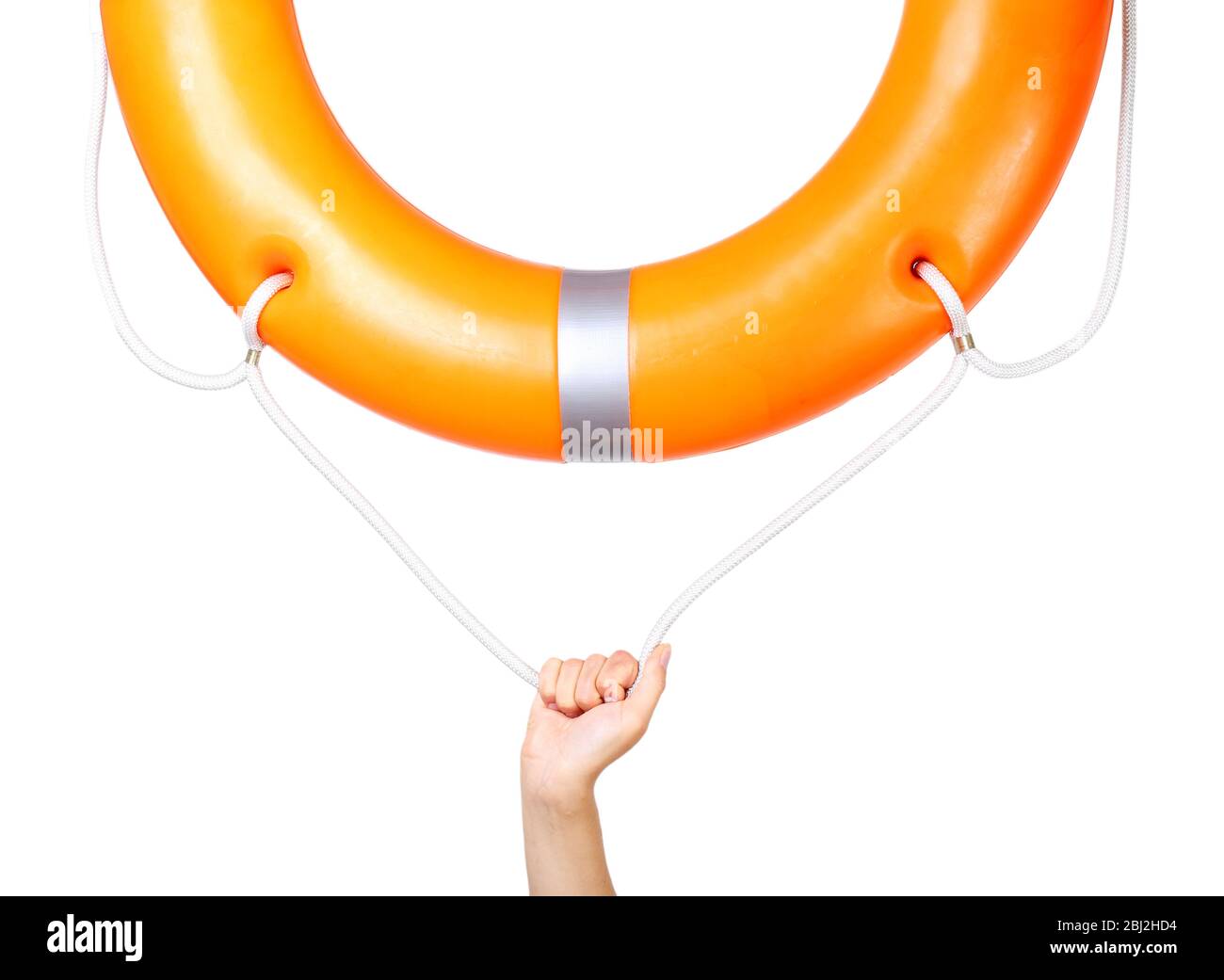 Human hand reaching for life preserver, isolated on white Stock Photo ...
