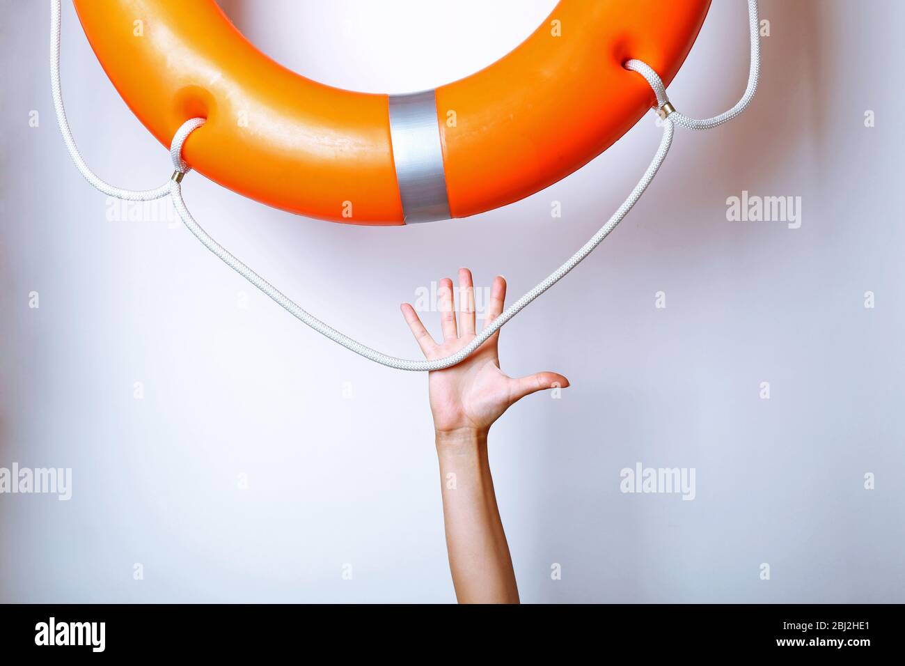 Human hand reaching for life preserver, isolated on white Stock Photo ...