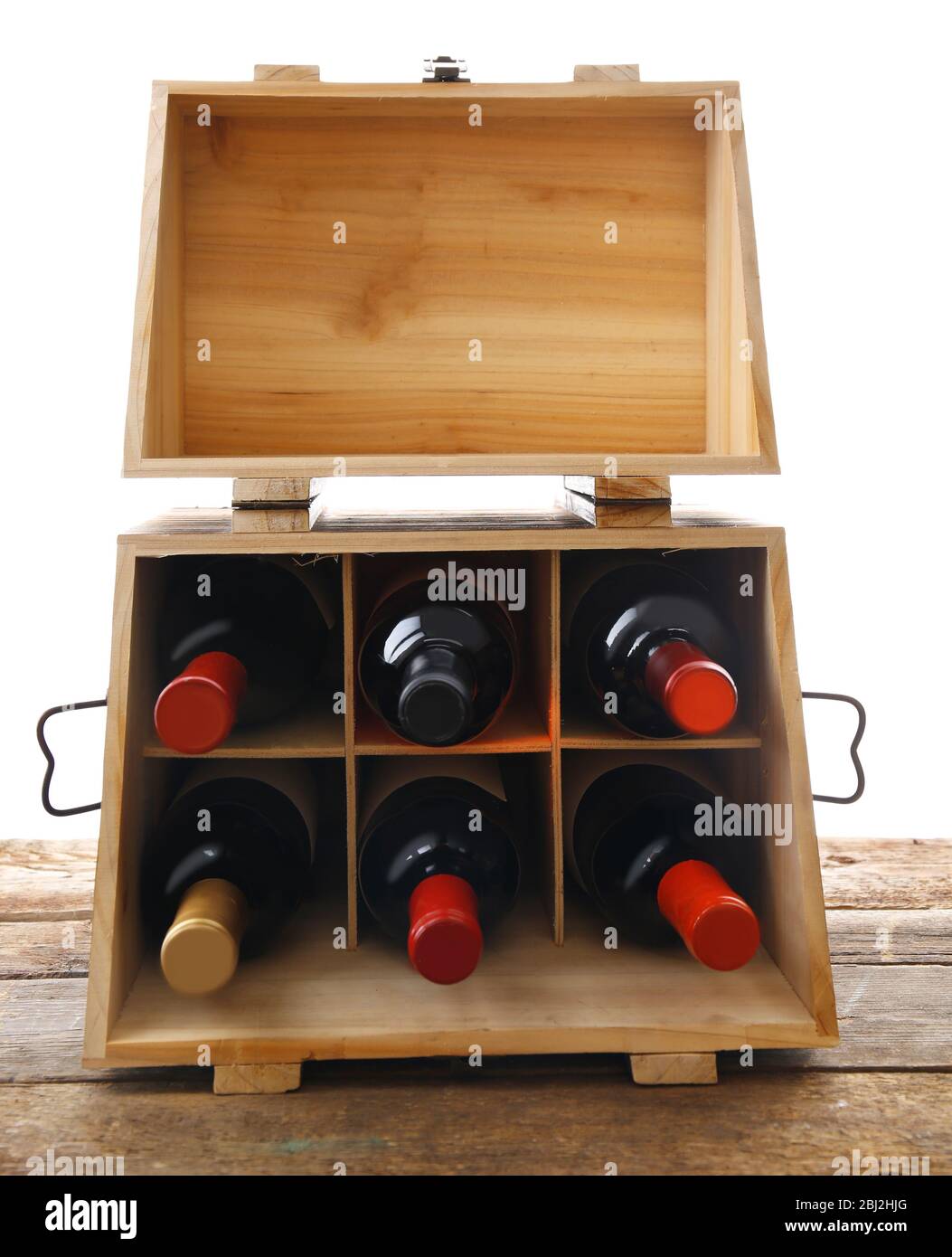 Wine bottles in wood box hi-res stock photography and images - Alamy