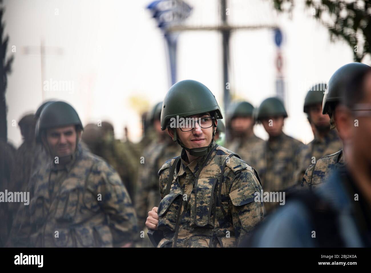 Izmir, Turkey - October 29, 2019. Portrait of a Turkish soldier with ...
