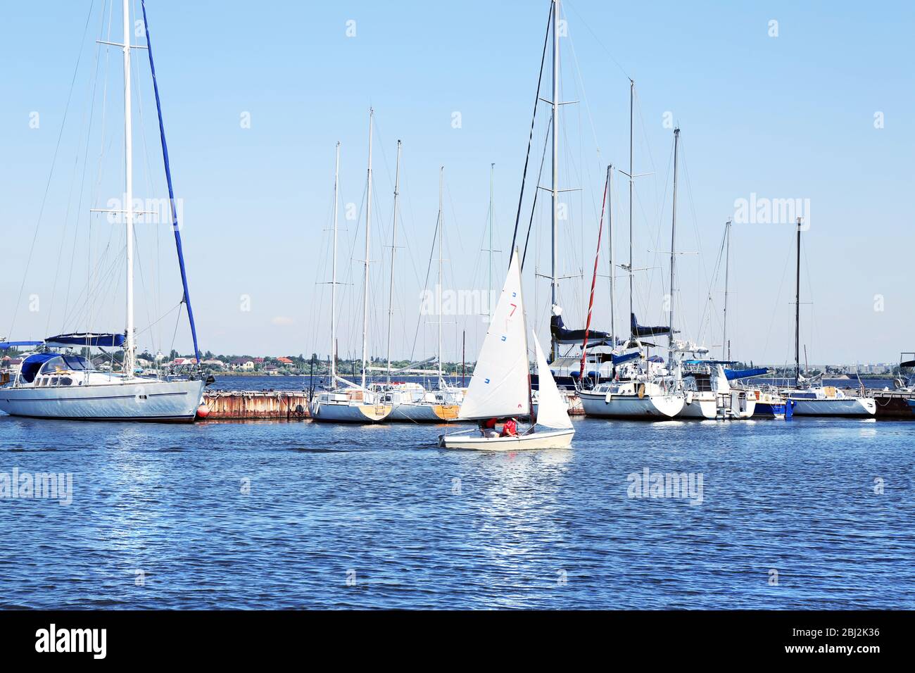 Beautiful boat on calm sea Stock Photo - Alamy