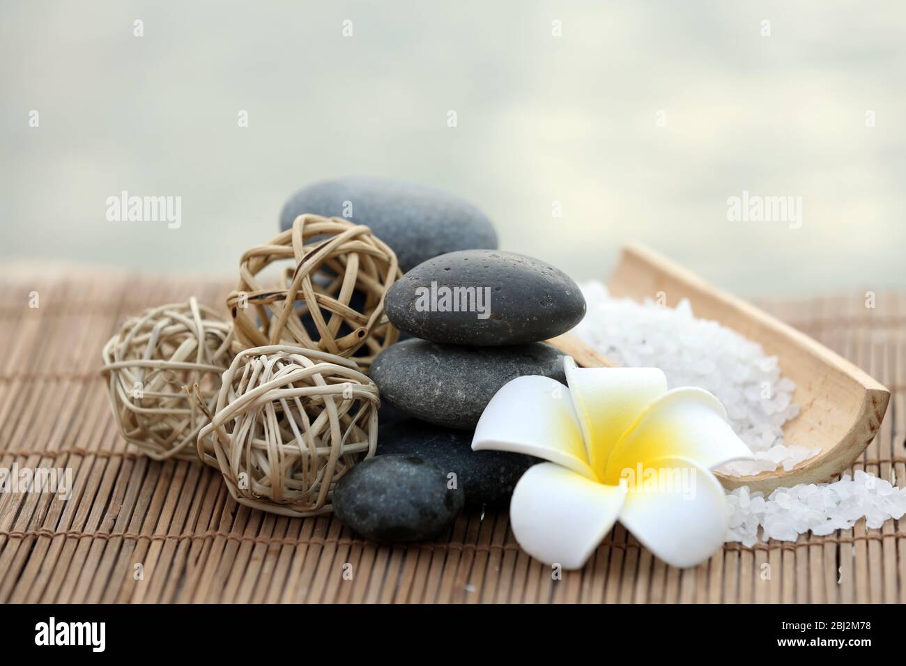 Set of relaxing things on wattled background Stock Photo - Alamy
