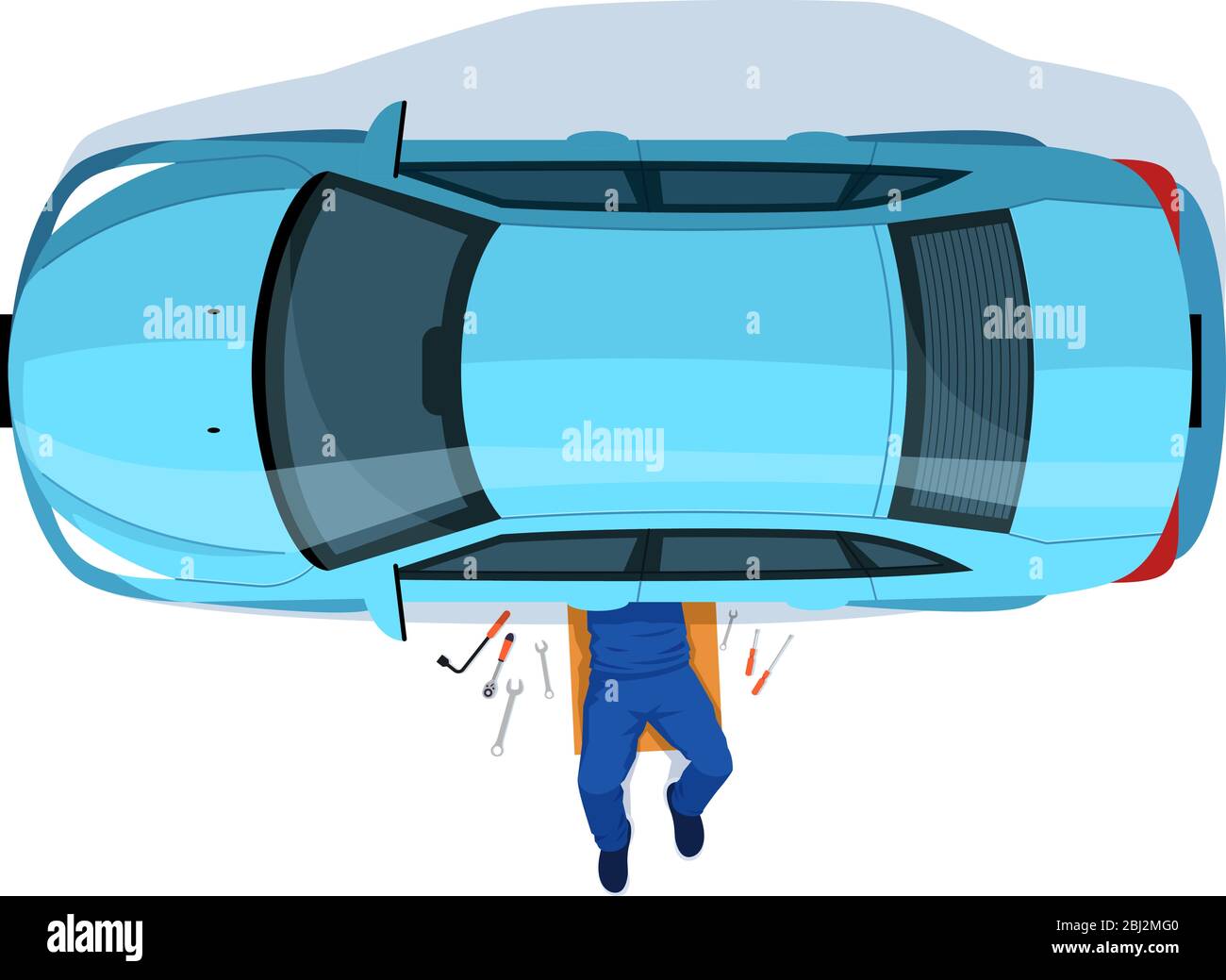 Car repair semi flat RGB color vector illustration Stock Vector Image ...
