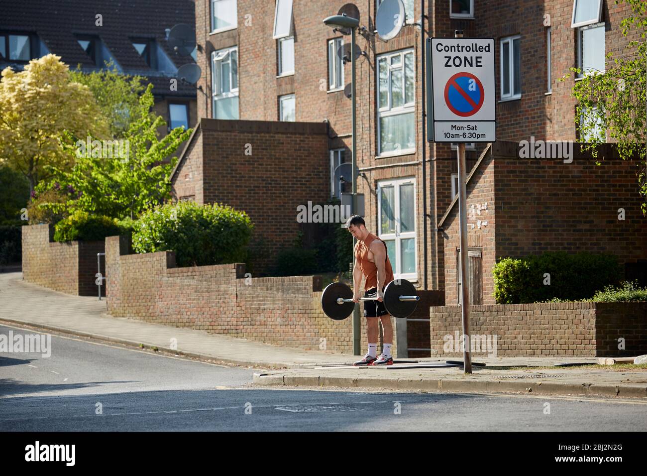 Weight lifting Gym on a London street, as gyms are closed during the ...