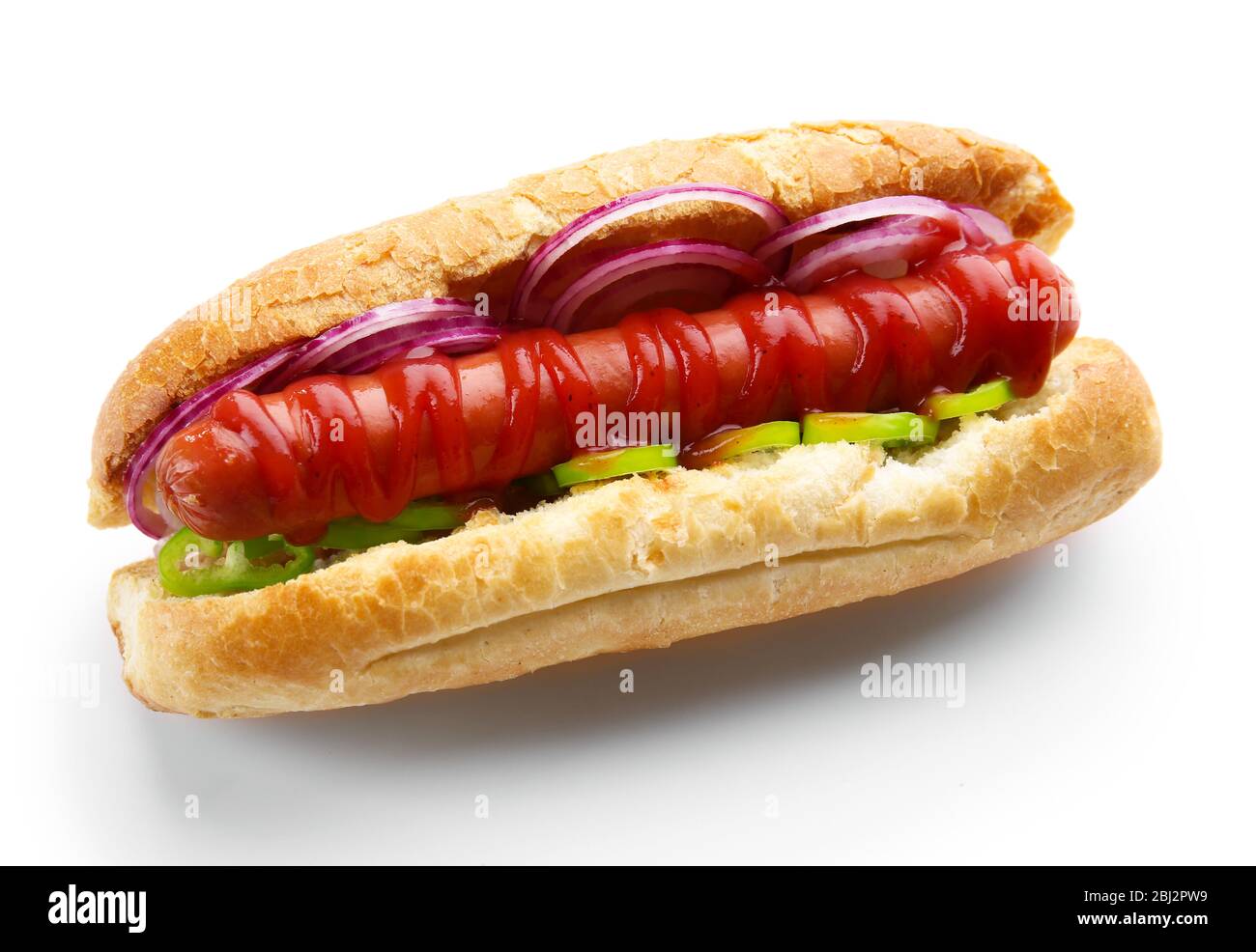 Fresh hot dog isolated on white Stock Photo - Alamy