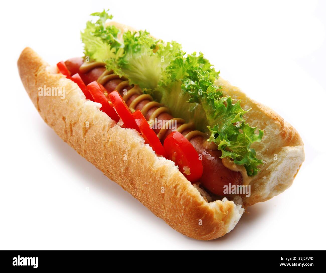 Fresh hot dog isolated on white Stock Photo - Alamy